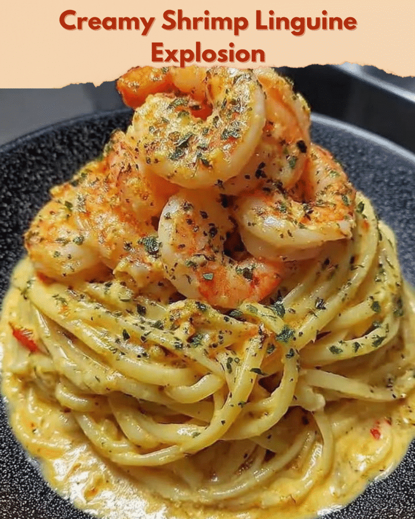Creamy Shrimp Linguine Explosion - Lalytarecipes.com