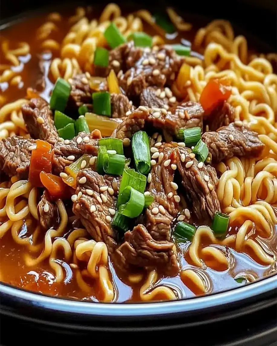 Cozy Slow Cooker Beef Ramen - Lalytarecipes.com